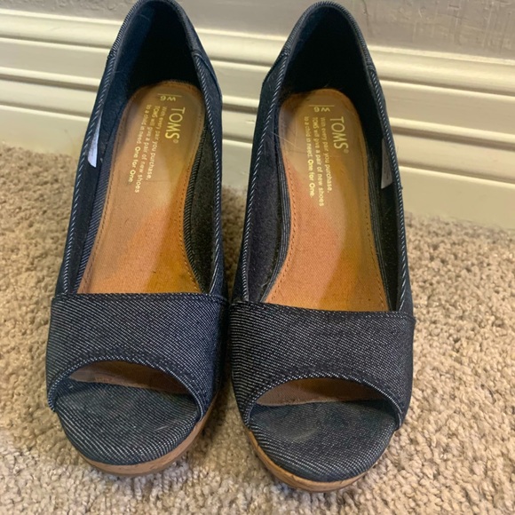 Toms | Shoes | Toms Denim Wedges | Poshmark